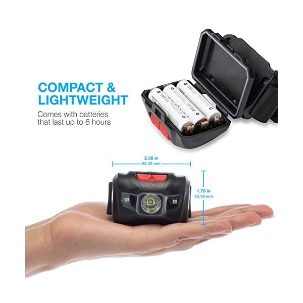 Vont LED Headlamp, Super Bright LEDs, Compact Build, 5 Modes, Headlight ...