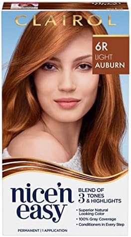 Clairol Nice'n Easy Permanent Hair Dye, 6R Light Auburn Hair Color ...