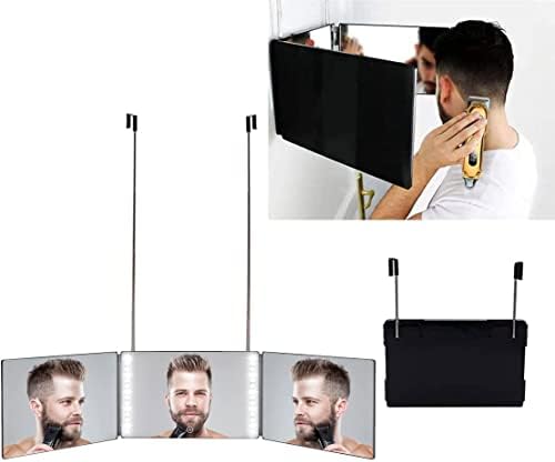 3 Way Mirror for Hair Cutting Self Barber Haircut LED Lights ...