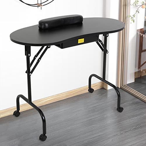 Portable Nail Table Foldable Manicure Table Nail Desk with Controllable ...
