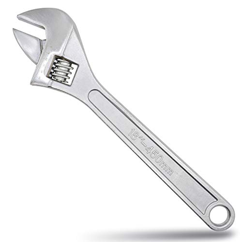 Dr.Luck 18 Inch Silver Adjustable Wrench, 55mm Wide Jaw Opening, Drop ...