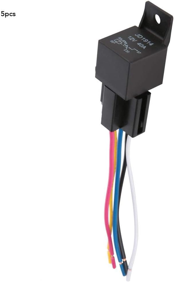 12V Relay & Relay Socket Kit, 5 pieces 12 V 30 A / 40 A car relay, car ...
