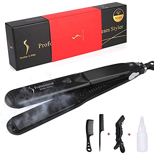 Steam Straighteners for Hair, Professional Salon Ceramic Tourmaline Steam Flat Iron Hair ...