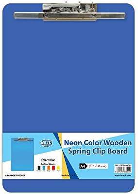 Fis Neon Color Wooden Spring Clip Board (blue), A4 Size price in UAE ...
