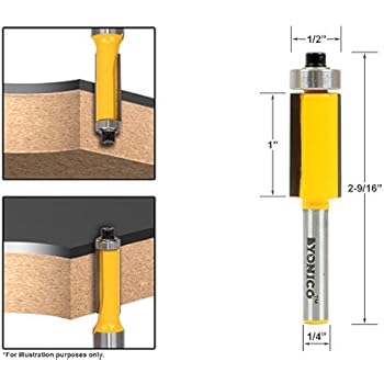 Yonico 14147q 1-Inch Height X 1/2-Inch Diameter Flush Trim Router Bit 1 ...