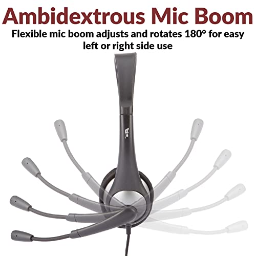 Cyber Acoustics Stereo Headset (AC-204), 3.5mm Stereo & Y-Adapter, Home, K12 School Classroom ...