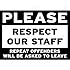 We Will Not Tolerate Abuse Towards Our Staff, Shop Warning, Safety Sign ...