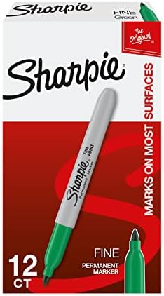 SHARPIE Permanent Markers, Fine Point, Green, 12 Count | Pricepulse