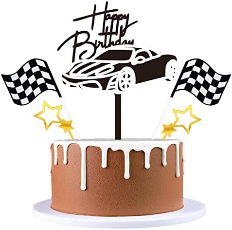 Weenkeey 5 PCS Acrylic Car Cake Topper Racing Car Happy Birthday Cake ...