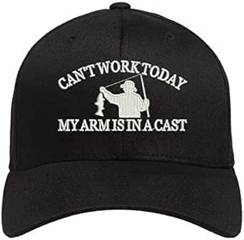 Amazon.com: Black Funny Fishing hat Embroidered Baseball Cap Can't go ...