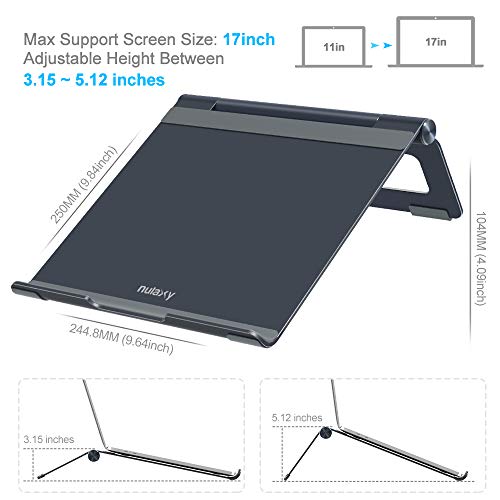 Nulaxy Adjustable Laptop Stand, Laptop Riser, Aluminum Notebook Holder ...