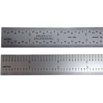 PEC Tools 502-006 6" 5R USA Rigid Steel Rule, reads 32nds, 64ths, 10ths ...