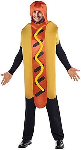 Amazon.com: Adult Hot Dog Costume Adult Halloween Hooded Jumpsuit Party ...