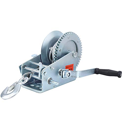 Qiilu 3500lbs Dual Gear Hand Winch Hand Crank Manual Boat ATV RV ...