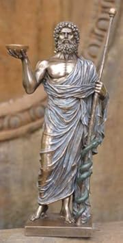 Sculpture Asclepius/Hippocrates with Staff and Snake Medicine: Amazon ...