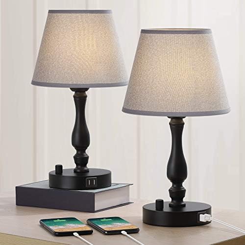 JS NOVA JUNS Set of 2 Table Lamps with 2 USB Charging Ports, Modern ...
