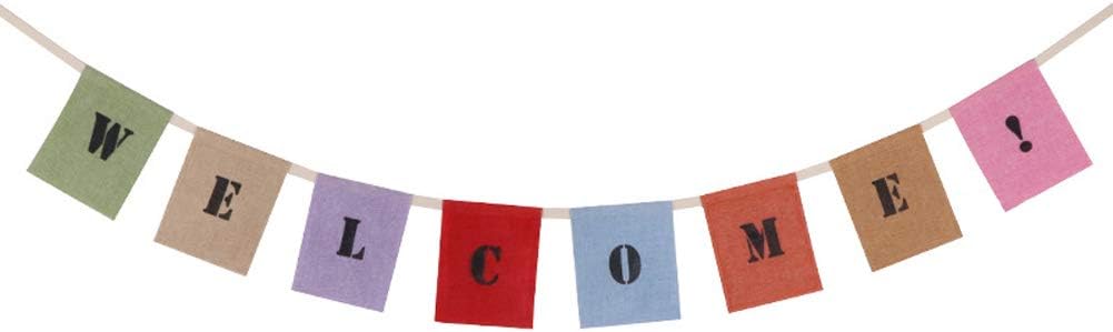 EQLEF Banderole Welcome Accessoires de fête décoration Toile de Jute ...