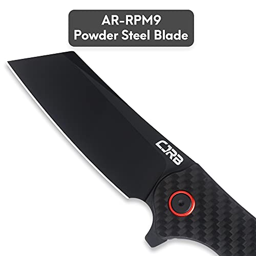 CJRB CUTLERY Pocket Knife Crag (J1904) AR-RPM9 Powder Steel Black PVD Blade Carbon Fiber Handle ...