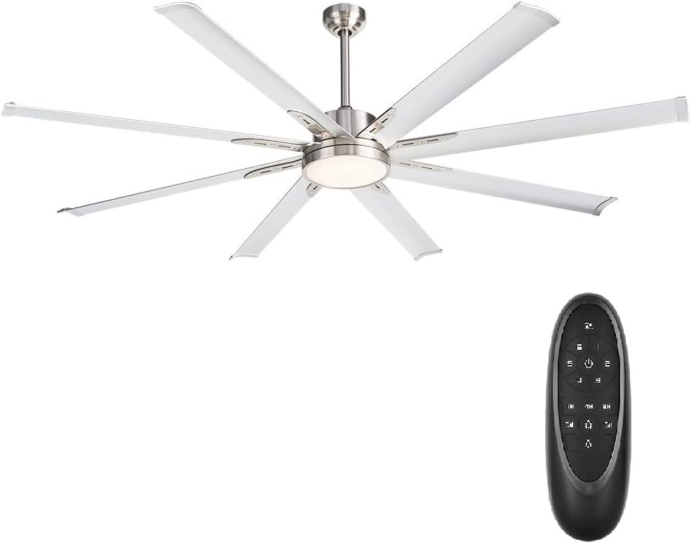 BiGizmos 72 Inch Industrial DC Motor Ceiling Fan with LED Light, ETL ...