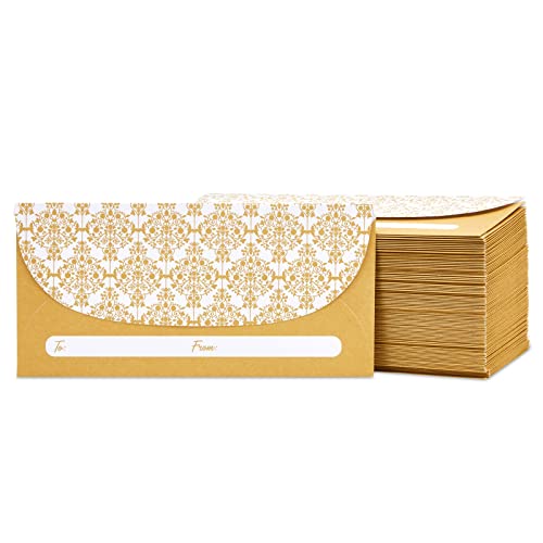 100 Pack Gold Money Envelopes for Cash Gifts, Bulk Decorative Holders ...
