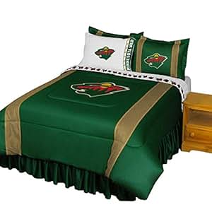 Amazon.com: NHL Minnesota Wild Comforter Set 3 Pc Queen Hockey Bedding ...
