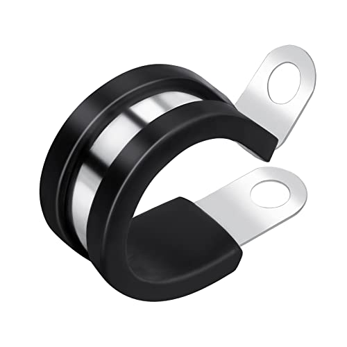 PADTON 25 Pack 1 Inch Stainless Steel Cable Clamps, Metal Pipe Clamps ...