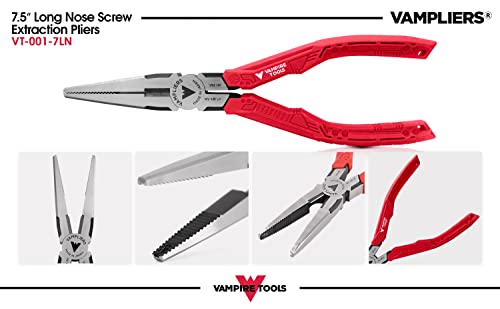 VAMPLIERS: 7.5" Long Nose High Carbon Steel Pliers with Screw Removing ...