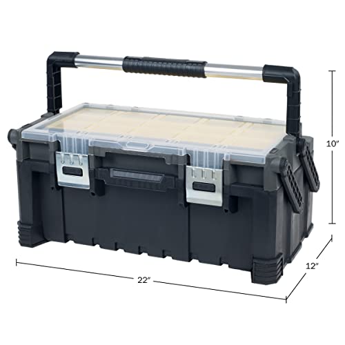 22-Inch Plastic Tool Box - Rugged Toolbox with 2-Tiers of Trays and 18 ...