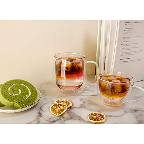 Double Walled Glass Coffee Mugs, Insulated Espresso Coffee Cups with ...