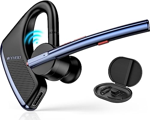 WYHOO Bluetooth Earpiece V5.2 Wireless Handsfree Headset with CVC8.0 ...