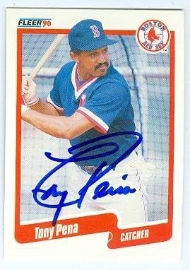 Tony Pena autographed baseball card (Boston Red Sox) 1990 Fleer #U-74 ...