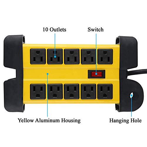 Industrial Metal Power Strip, 10 Outlet Heavy Duty Power Strip ...