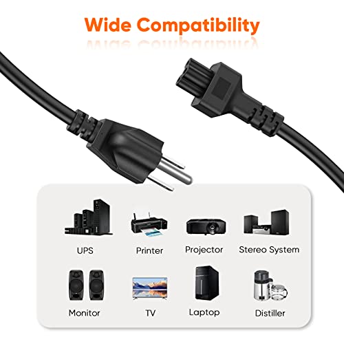 3 Prong AC Power Cord [2-Pack], UL Listed CableCreation 1 feet Short ...