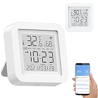Amazon.com: Smart WiFi Temperature Humidity Monitor: TUYA Wireless Temperature Humidity Sensor ...