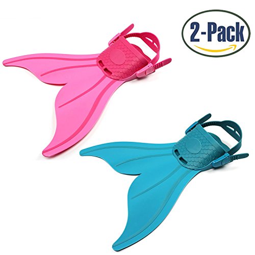 Mermaid Swim Fins for Kids(Pack of 2), Children Size Adjustable Mermaid ...
