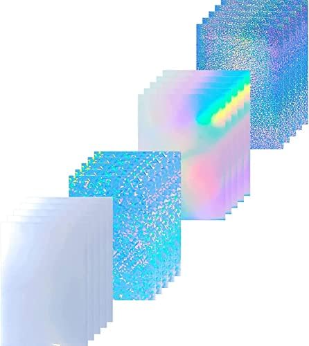 20 Sheets Holographic Sticker Paper, Printable A4 Vinyl Sticker, Self ...