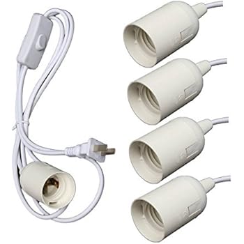 E26 Medium Screw base Hanging Light Bulb Extension Cord Adapter With 6 ...