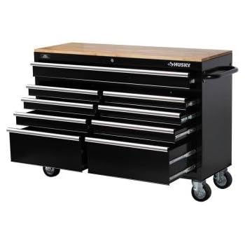 Husky 52 in. W 9-Drawer Mobile with 5 in. x 2 in. casters Work Bench in ...