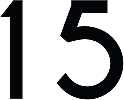 1peak Zahlenaufkleber Nummer 15, schwarz, 20cm (200mm) hoch, Aufkleber ...