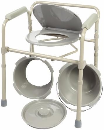 HEALTHLINE Commode Chair, Folding Bedside Commode Chair, Deluxe Bedside ...
