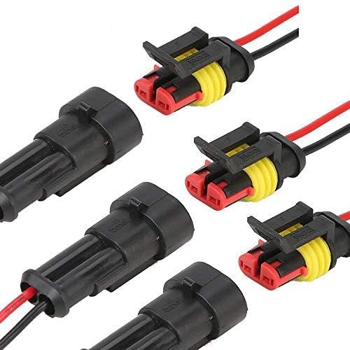 10 Kit 2 Pin Way Car Waterproof Electrical Connector Plug with 10cm ...