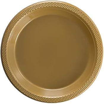 Amazon.com: Exquisite 9 Inch. Gold Plastic Plates - Solid Color ...
