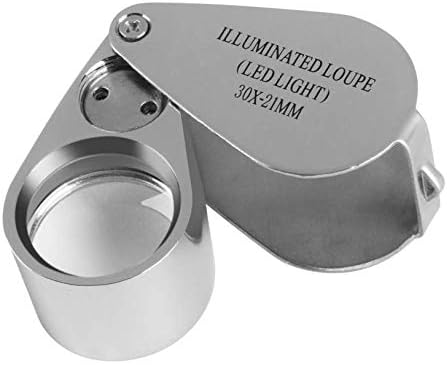 30X Full Metal Illuminated Jewelry Loop Magnifier,XYK Pocket Folding ...