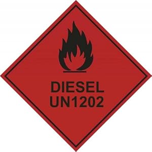 Diesel UN1202 Hazard Warning Diamond Label 200mm x 200mm: Amazon.co.uk ...