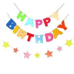 Amazon.com: Honbay 1 Felt String Happy Birthday Party Banner and 1 ...