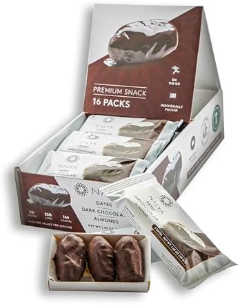 Nalya Dark Chocolate Almond Stuffed Dates, 16 Pieces | Rich, Healthy ...