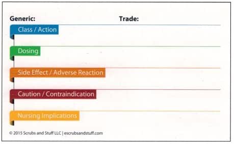 Amazon.com: Nursing Drug & Medication Flash Cards - Create Your Own (50 ...