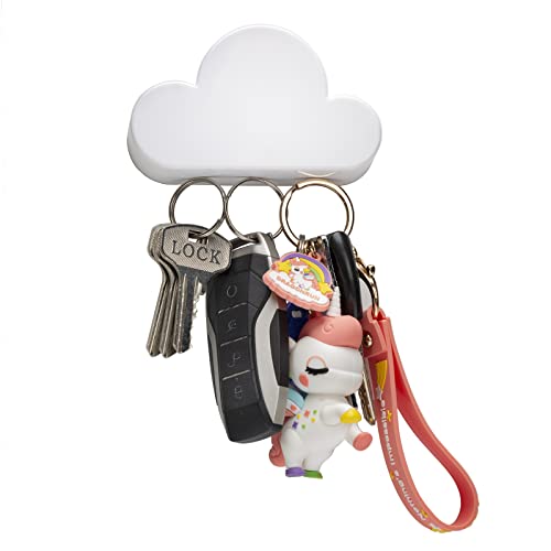 TWONE White Cloud Magnetic Wall Key Holder - Easy to Mount - Powerful Magnets Keep Keychains and ...