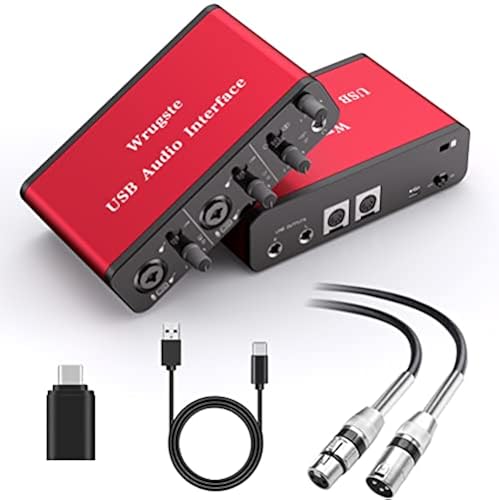 USB Audio Interface with MIDI Inputs/Output Ports(24Bit/96kHz)+48V Phantom Power 2i2 Audio ...