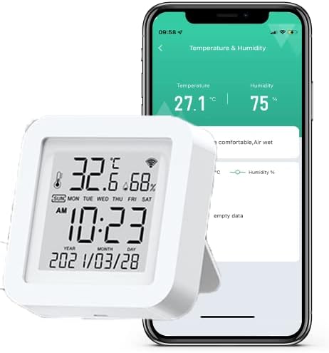 سعر UanTii Tuya WIFI Temperature & Humidity Sensor with Time Data LCD Display for Indoor ...